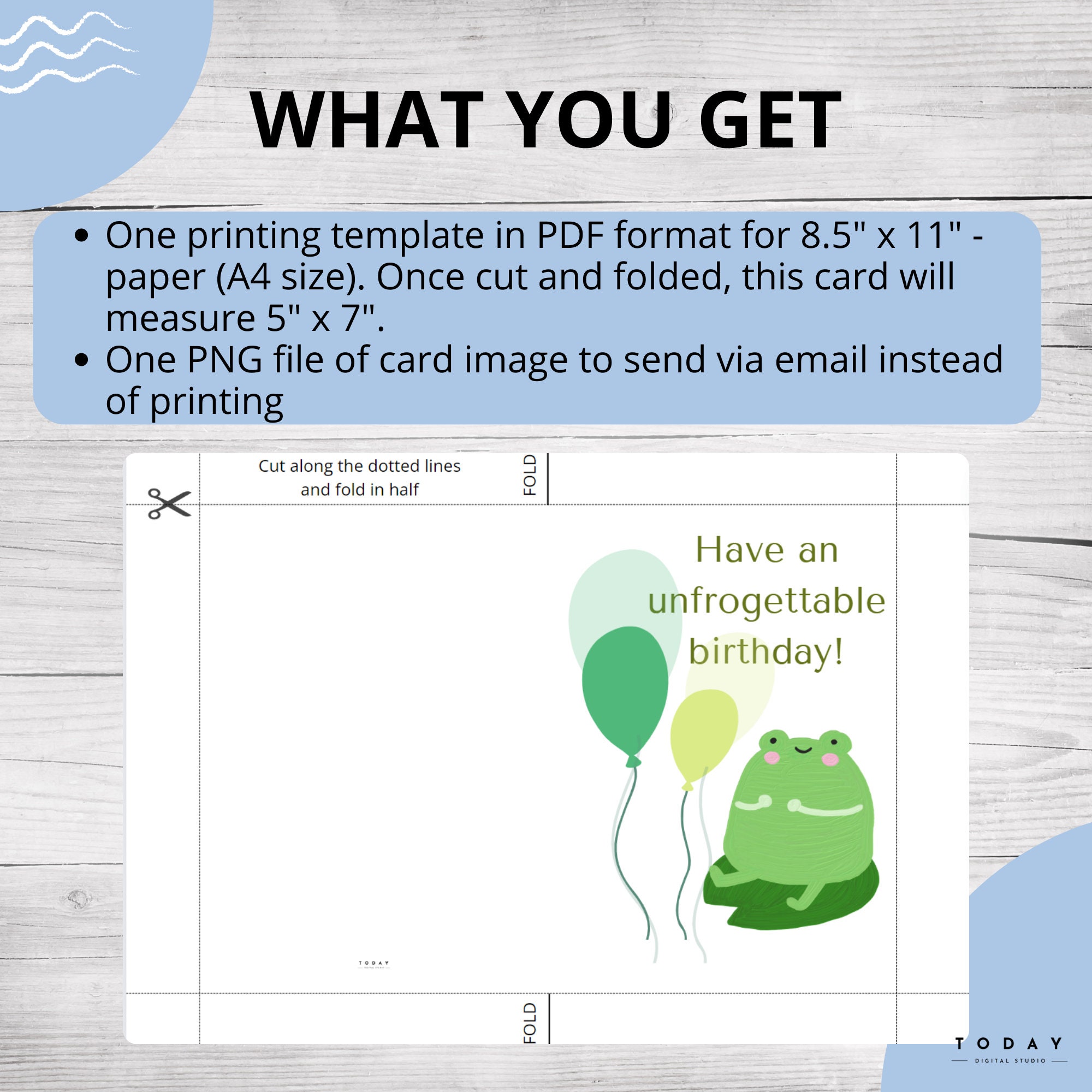 Printable Birthday Card, Digital Download, E-card, Cute, Funny, Frog ...