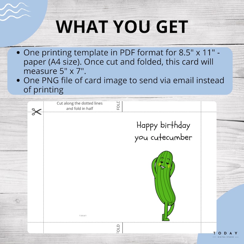 Printable Birthday Card Digital Download E-card Cute - Etsy