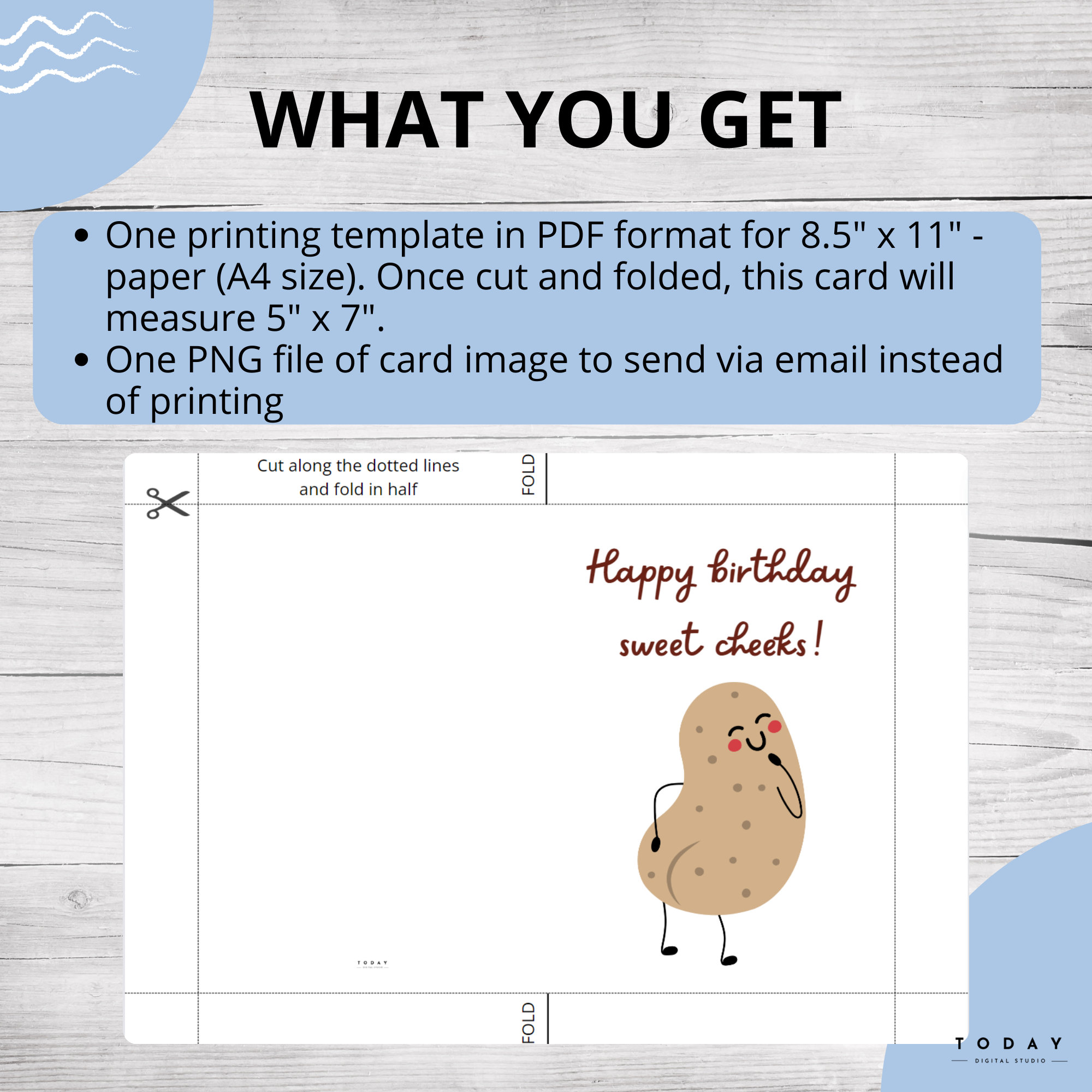 Printable Birthday Card, Digital Download, E-card, Cute, Funny, Sweet ...
