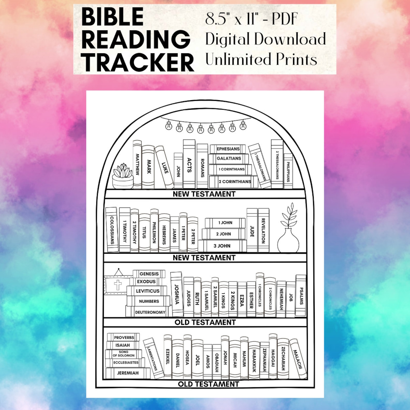 Printable Bible Bookshelf Coloring Page | Books of the Bible Reading ...