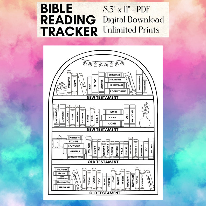 Printable Bible Bookshelf Coloring Page | Books of the Bible Reading ...