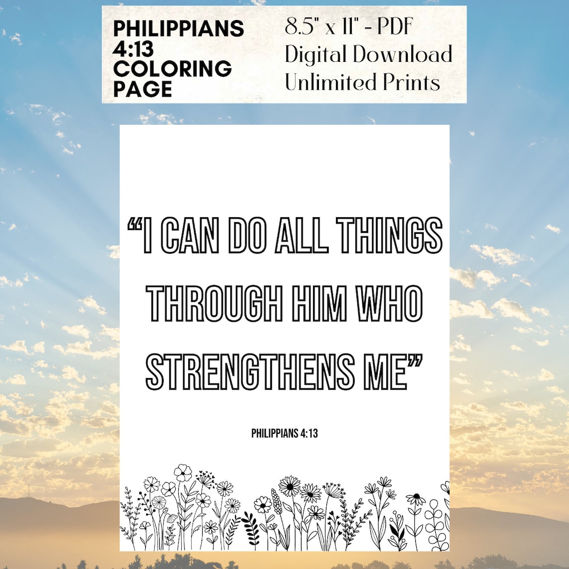 Printable Philippians 4:13 Coloring Page | Bible Verse Art | Christian ...