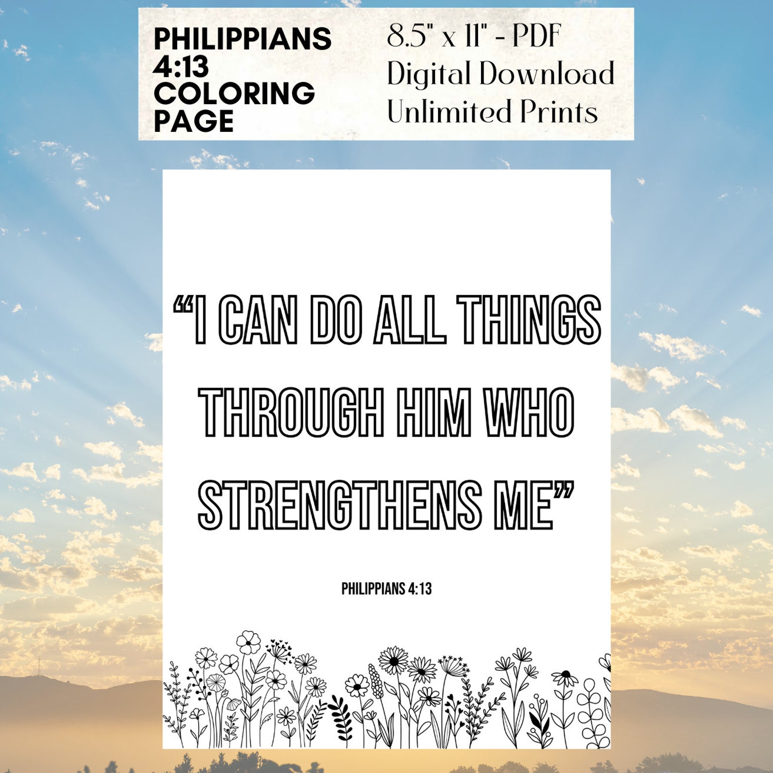 Printable Philippians 4:13 Coloring Page | Bible Verse Art | Christian ...