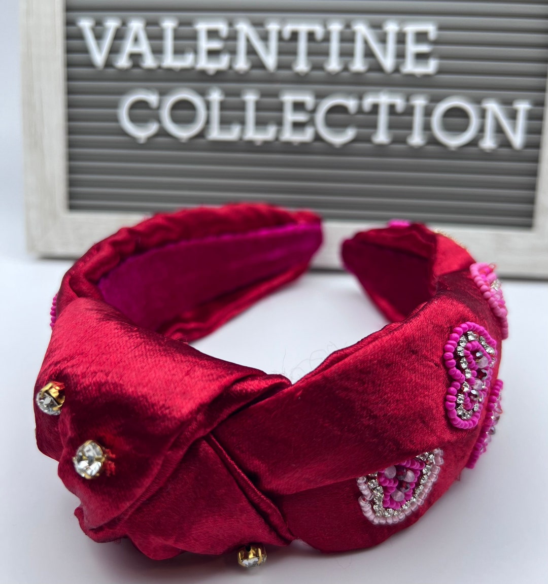 Handmade Beaded Headband , Red XOXO, Red Hearts,hair Accessories ...