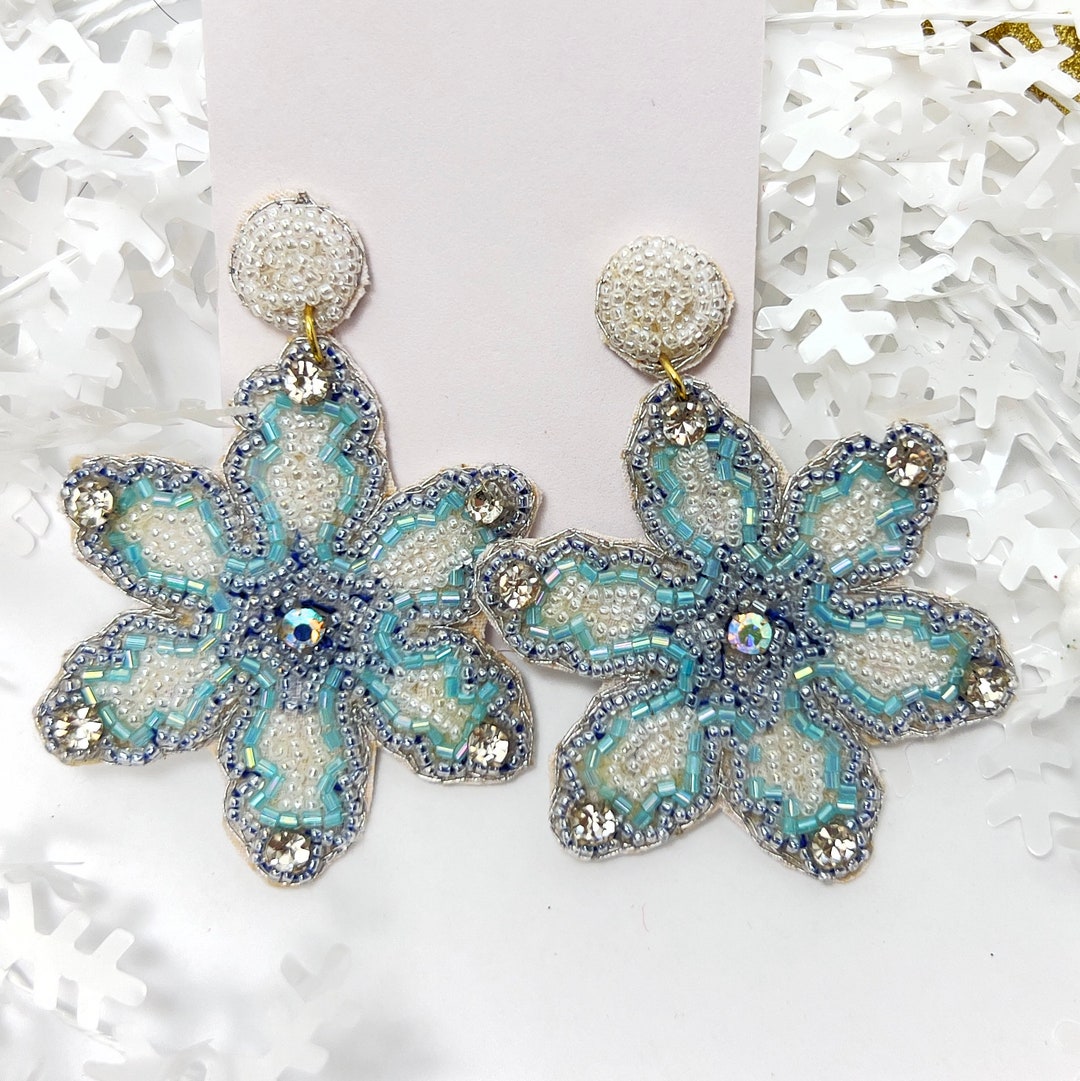 Handmade Beaded Earring, Snowflake - Etsy