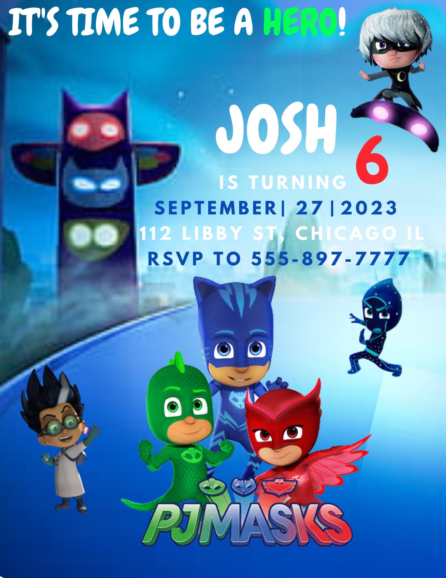 PJ MASKS Editable Birthday Invitation Template, Printable Birthday ...