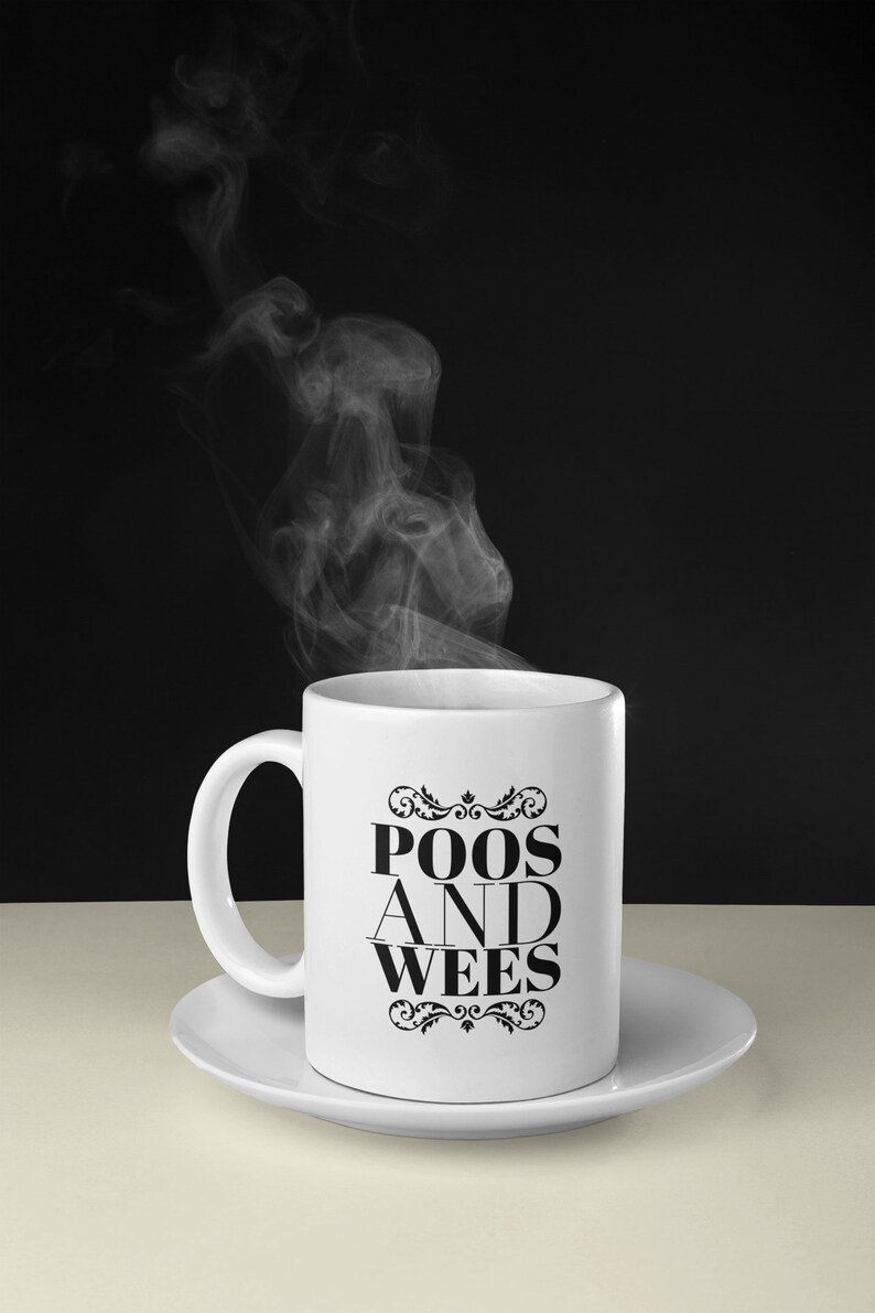 Poos and Wees Coffee Mug - Poop Mug, Poop Related Gifts, Poop Themed ...