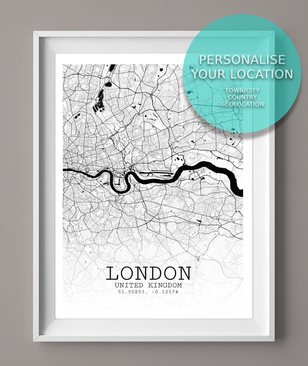 Custom City Map Any Town Any City Personalized Map Custom - Etsy
