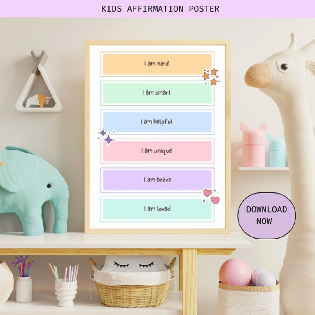Kids Positive Affirmation Poster Wall Art, Daily Affirmations ...