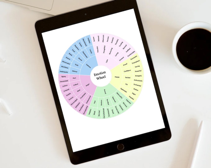 EMOTION WHEEL | Digital Emotion Printable | 128 Emotions for Naming ...