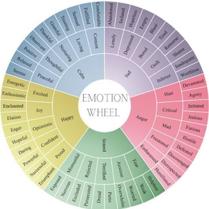 Emotion Wheel Keychain Feelings Chart Emotions Chart, Anxiety Relief ...