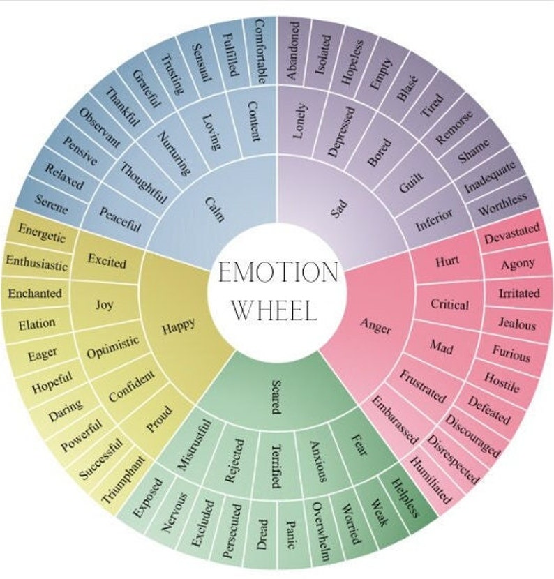 Emotion Wheel Keychain Feelings Chart Emotions Chart, Anxiety Relief ...