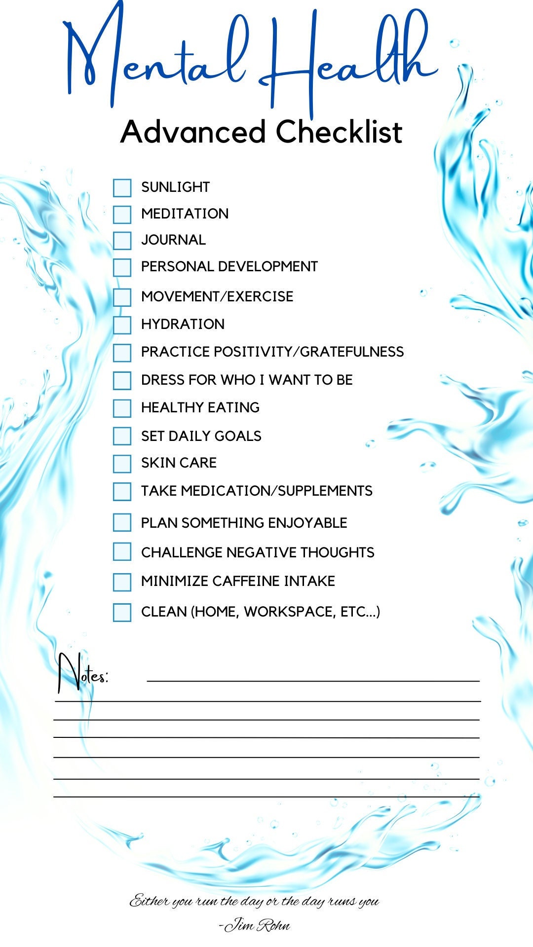 Mental Health Checklist, Self Care Printable, Self Care, Self Care ...