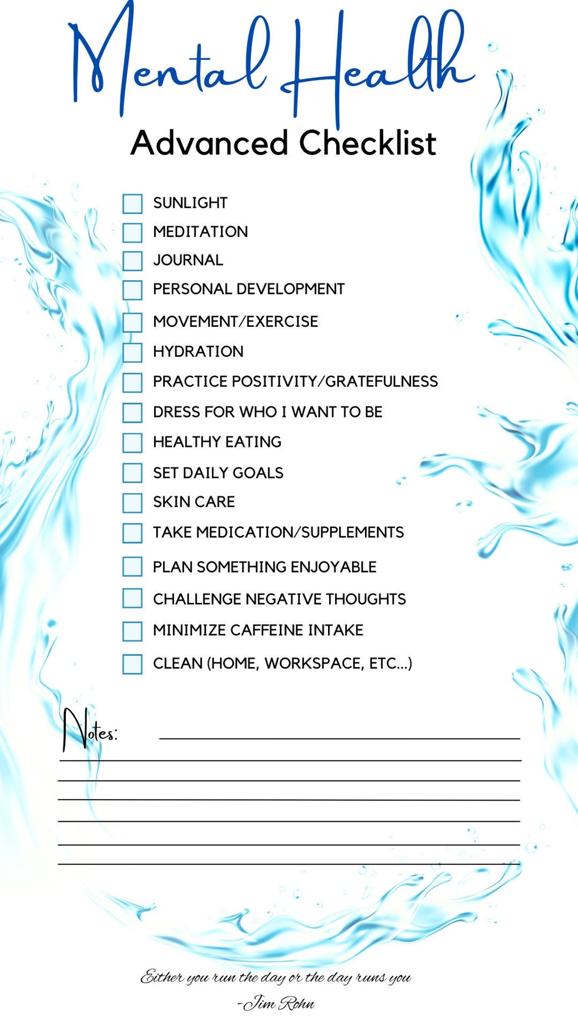 Mental Health Checklist, Self Care Printable, Self Care, Self Care ...