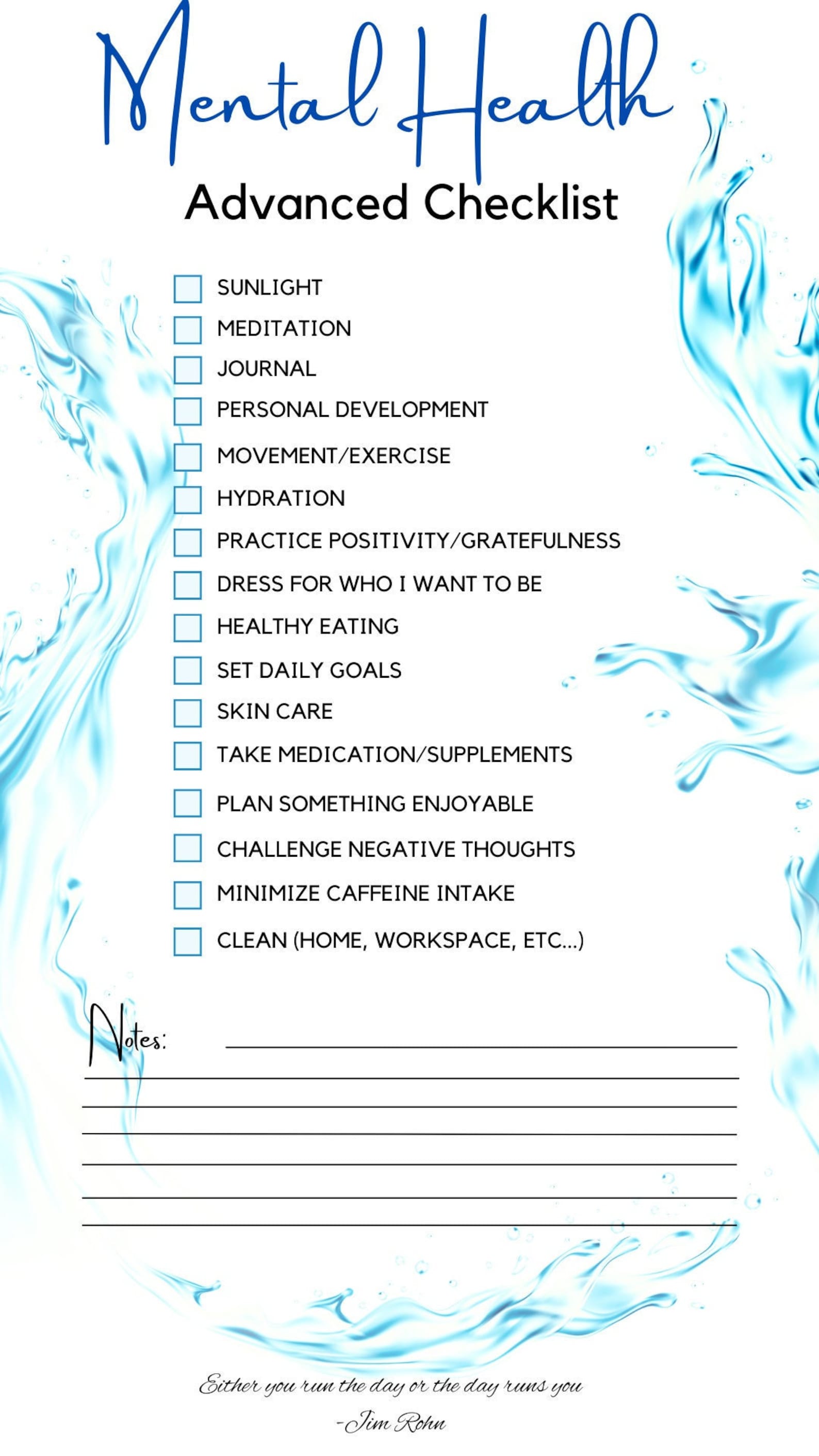 Mental Health Checklist, Self Care Printable, Self Care, Self Care ...