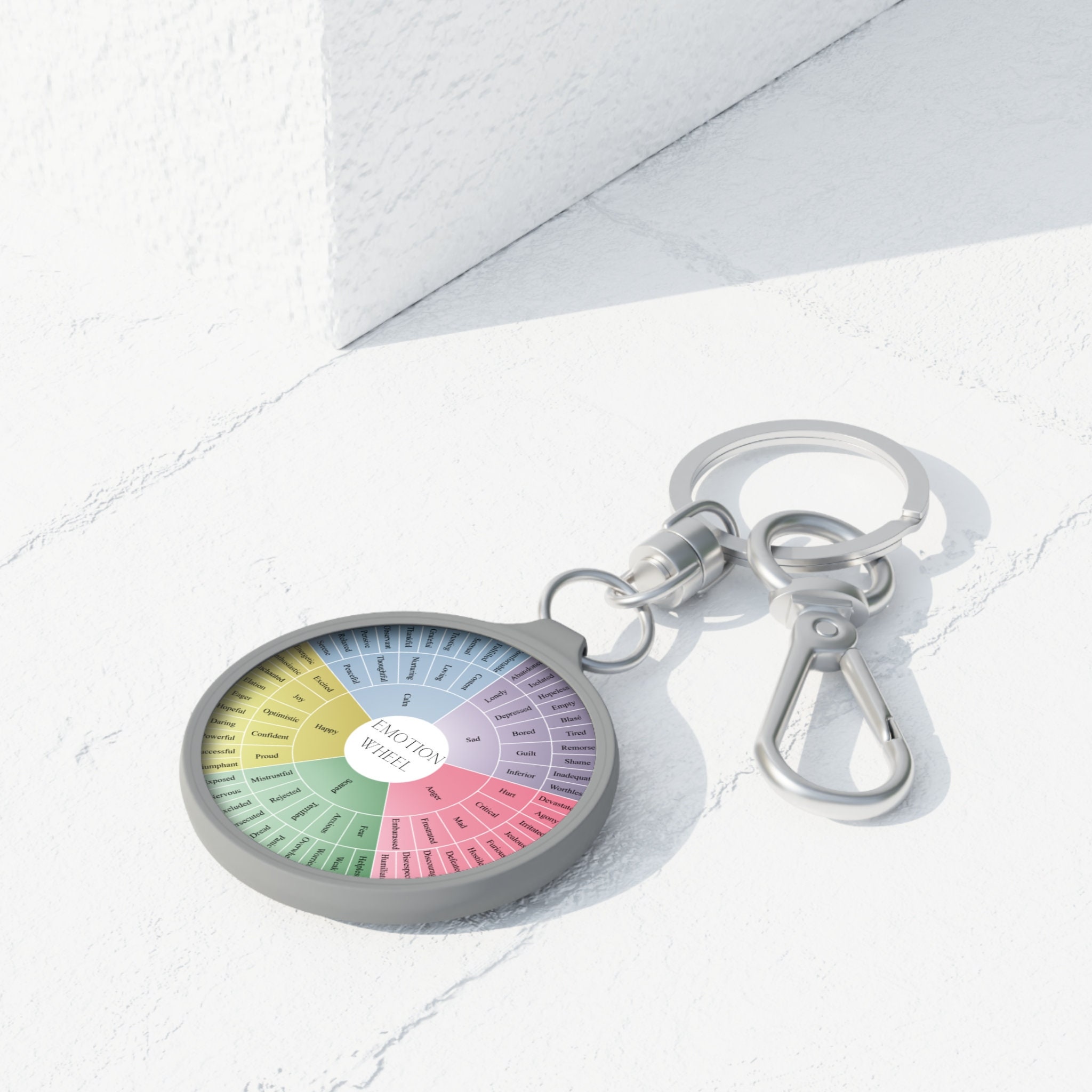 Emotion Wheel Keychain Feelings Chart Emotions Chart, Anxiety Relief ...