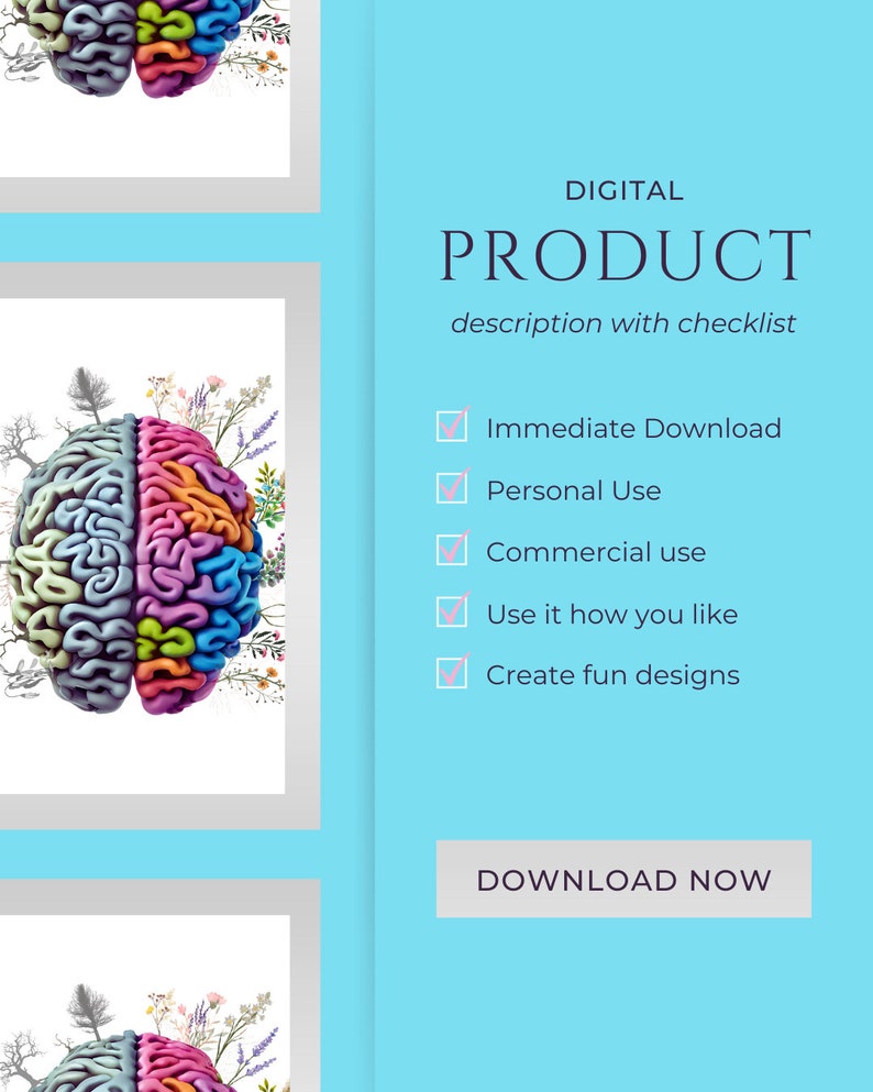 Wild Flower Brain PNG Wildflowers Png Brain Png Floral Brain Png Mental ...