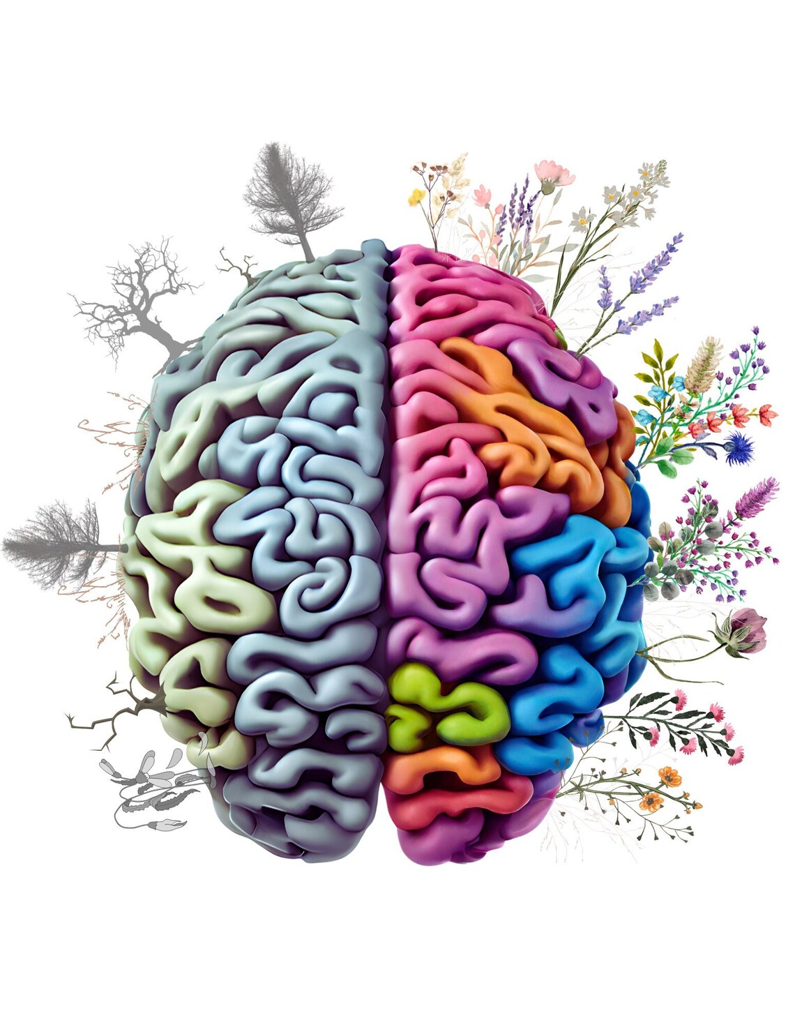 Wild Flower Brain PNG - Wildflowers Png Brain Png Floral Brain Png ...