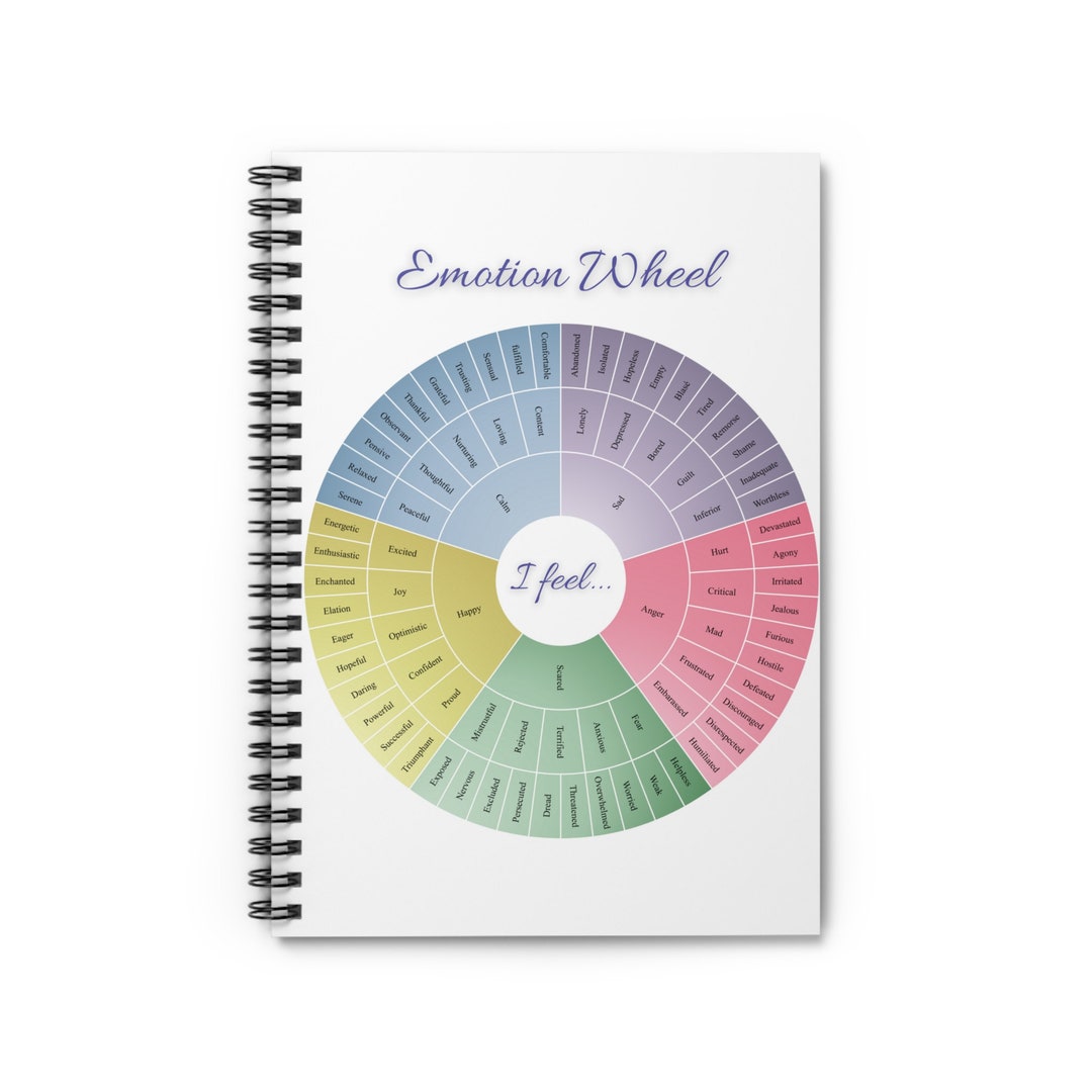 Emotion Wheel Notebook - Ruled Line, Spiral Notebook, Therapy Journal ...
