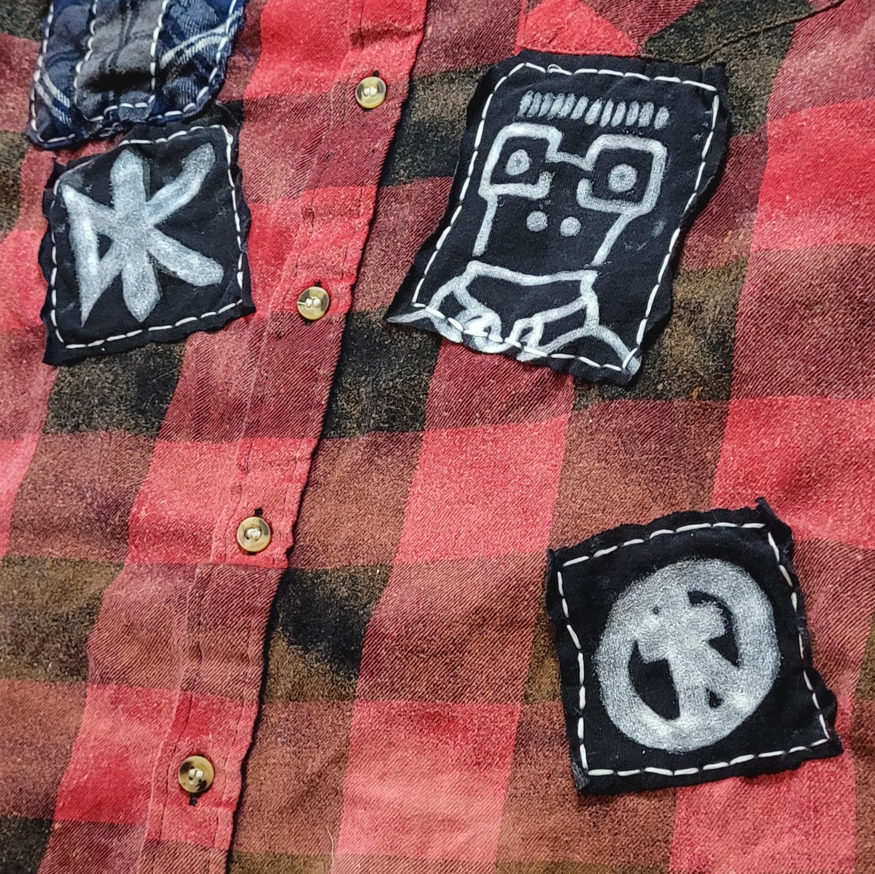 Large/thick 1 of 1 Custom Handmade Patched Reworked Distressed Vintage ...