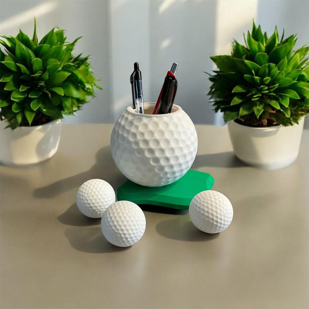Golf Ball Pencil Holder Desk Organizer for Golf Lovers Phone Stand Gift ...