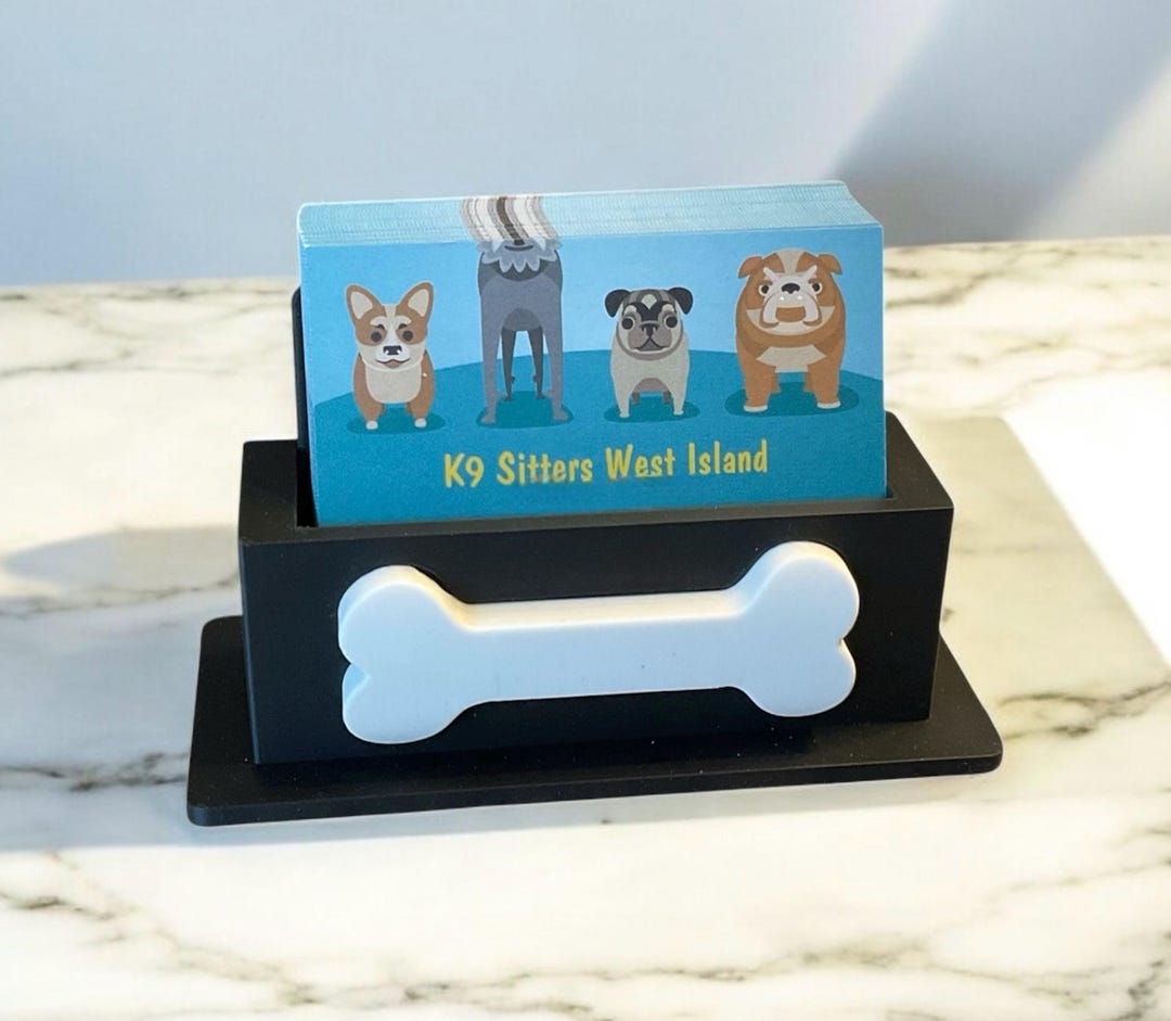 Business Card Holder With Dog Bone Design | Black and White | Pet ...