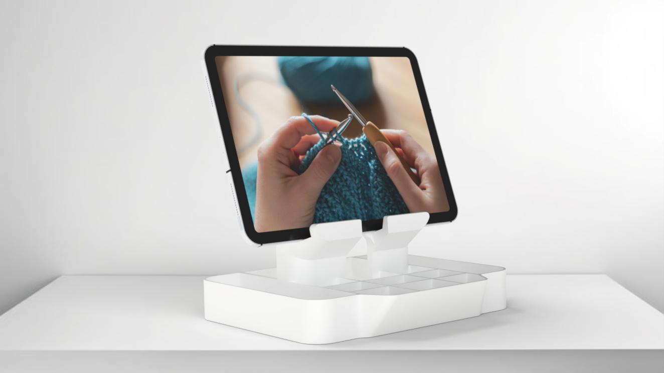 Crochet Caddy With Ergonomic Tablet Stand | Knitting | Sewing ...