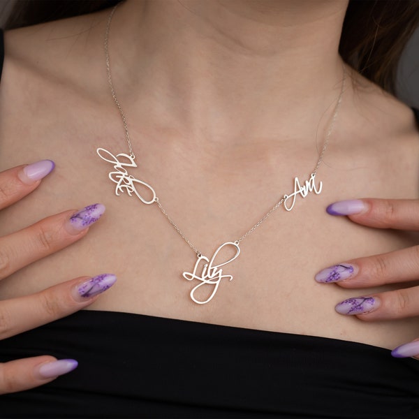 Three Name Necklace - Etsy