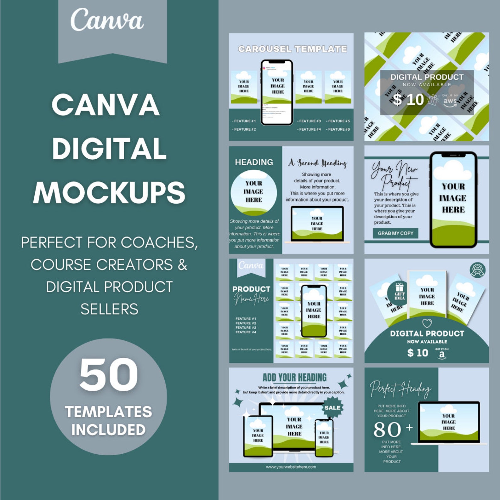 Mock up Canva Template for Coaches Course Creator - Etsy