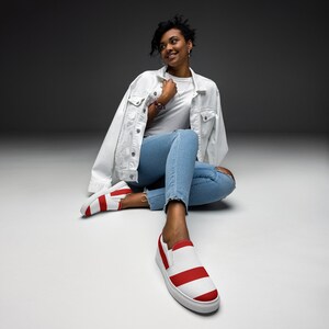 Candy Cane Women’s Slip-on White Canvas Shoes - Etsy