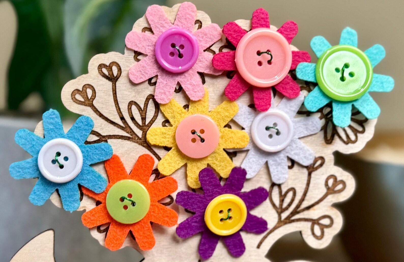 Cute Mothers Day Gift, Craft Flowers Included, Wood Flower Stand, Craft ...