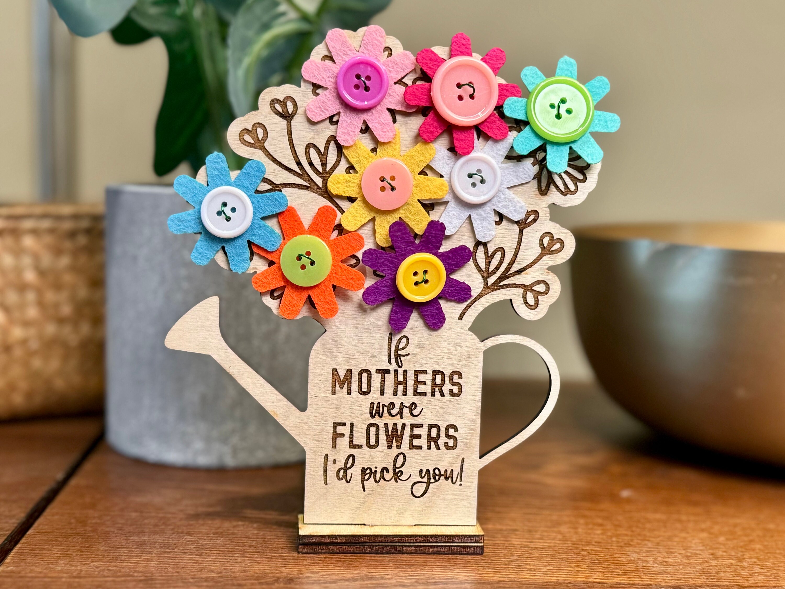 Cute Mothers Day Gift, Craft Flowers Included, Wood Flower Stand, Craft ...