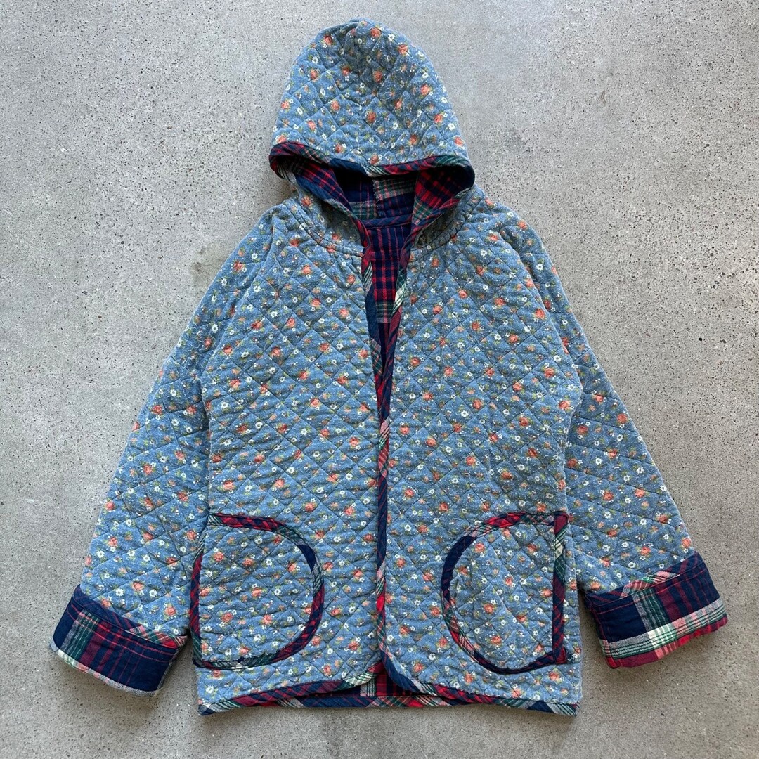 Vintage Unique Quilt Hooded Jacket Flower Patterned - Etsy