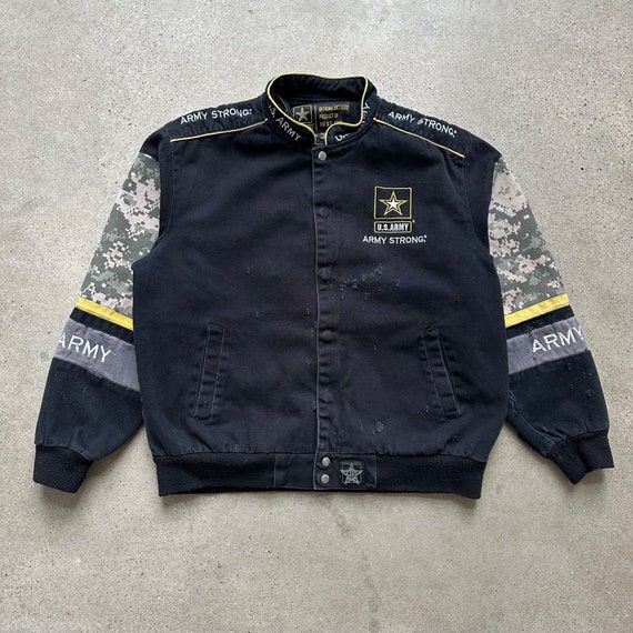 Vintage Jeff Hamilton US Army Distressed NASCAR Jacket - Gem