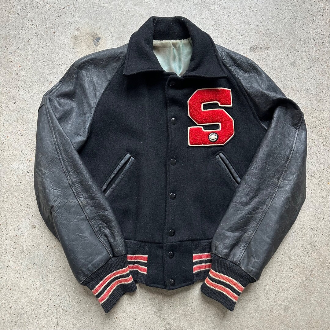 Vintage 60s Black Varsity Letterman Jackets S Letter - Etsy