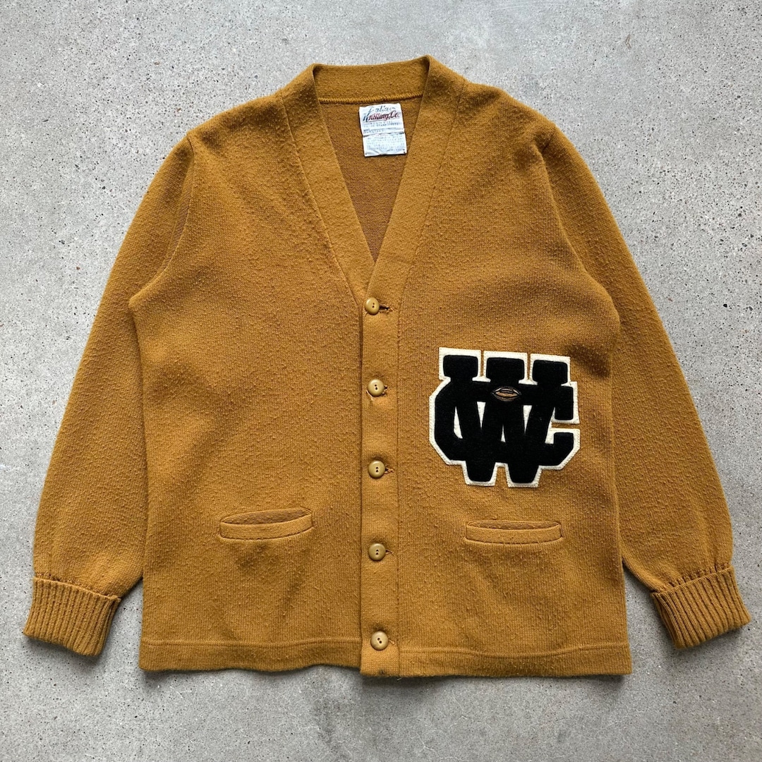 Vintage Collegiate Varsity Cardigan Sweater Mustard - Etsy