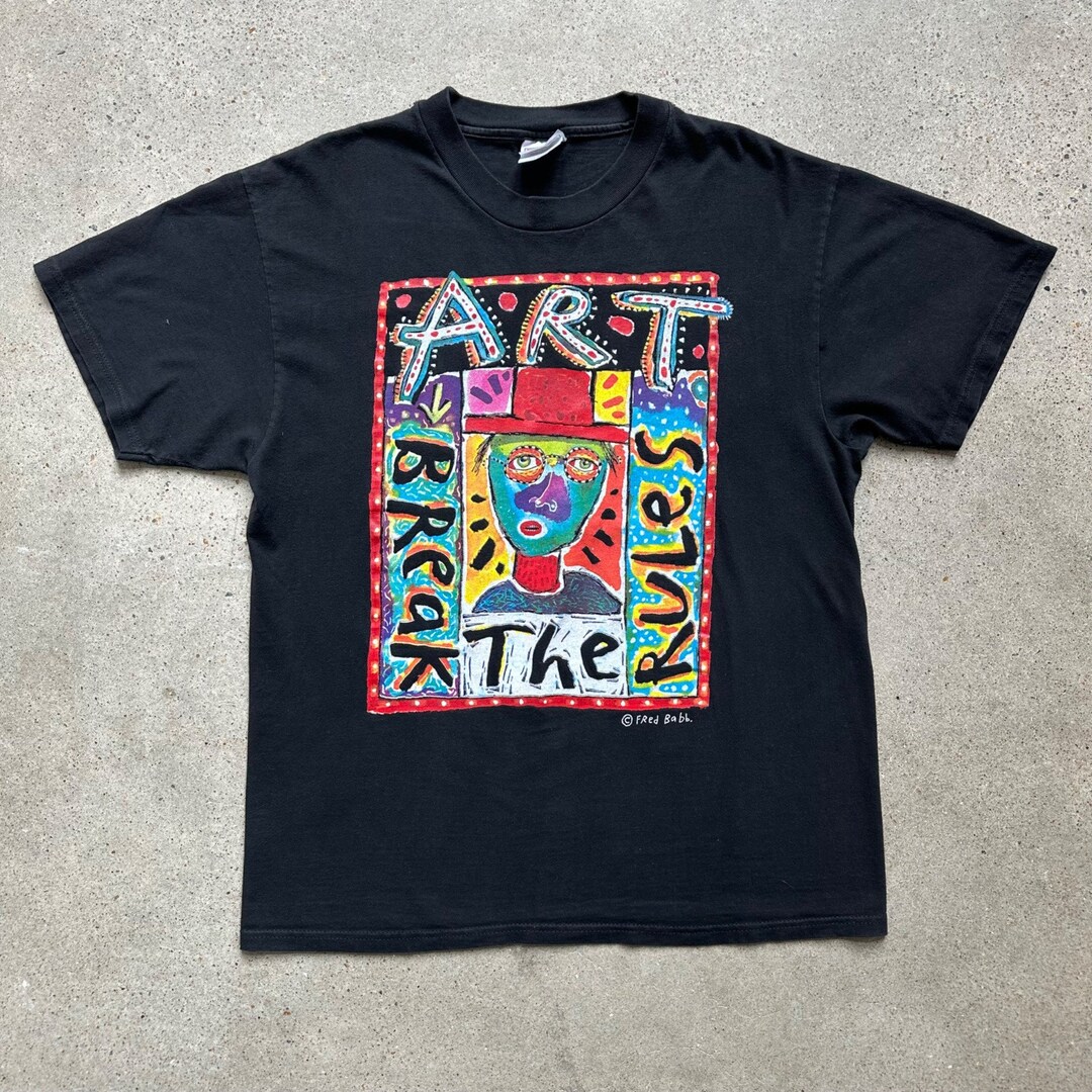 Vintage 90s Fred Babb Art Breaks the Rules Art Shirt - Etsy