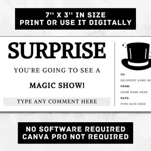 Magic Show Surprise Gift Ticket Template - Magician Experience Gift ...