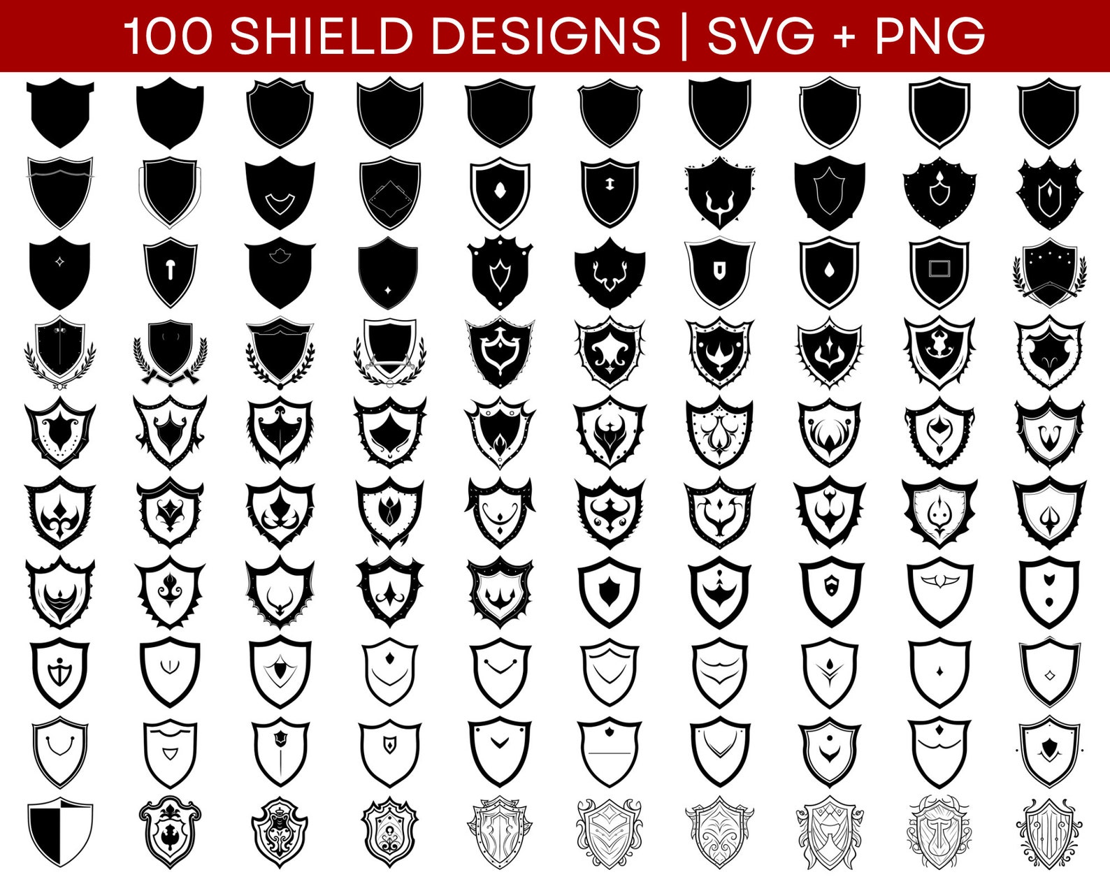 Shield SVG Bundle - Shield PNG Bundle - Shield Clipart - Shield SVG Cut ...