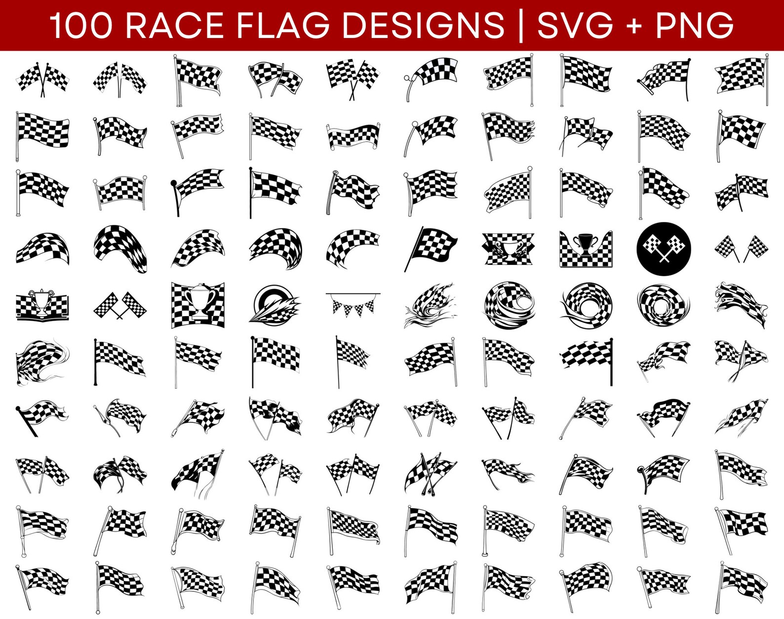 Race Flag SVG Bundle - Race Flag PNG Bundle - Race Flag Clipart - Race ...