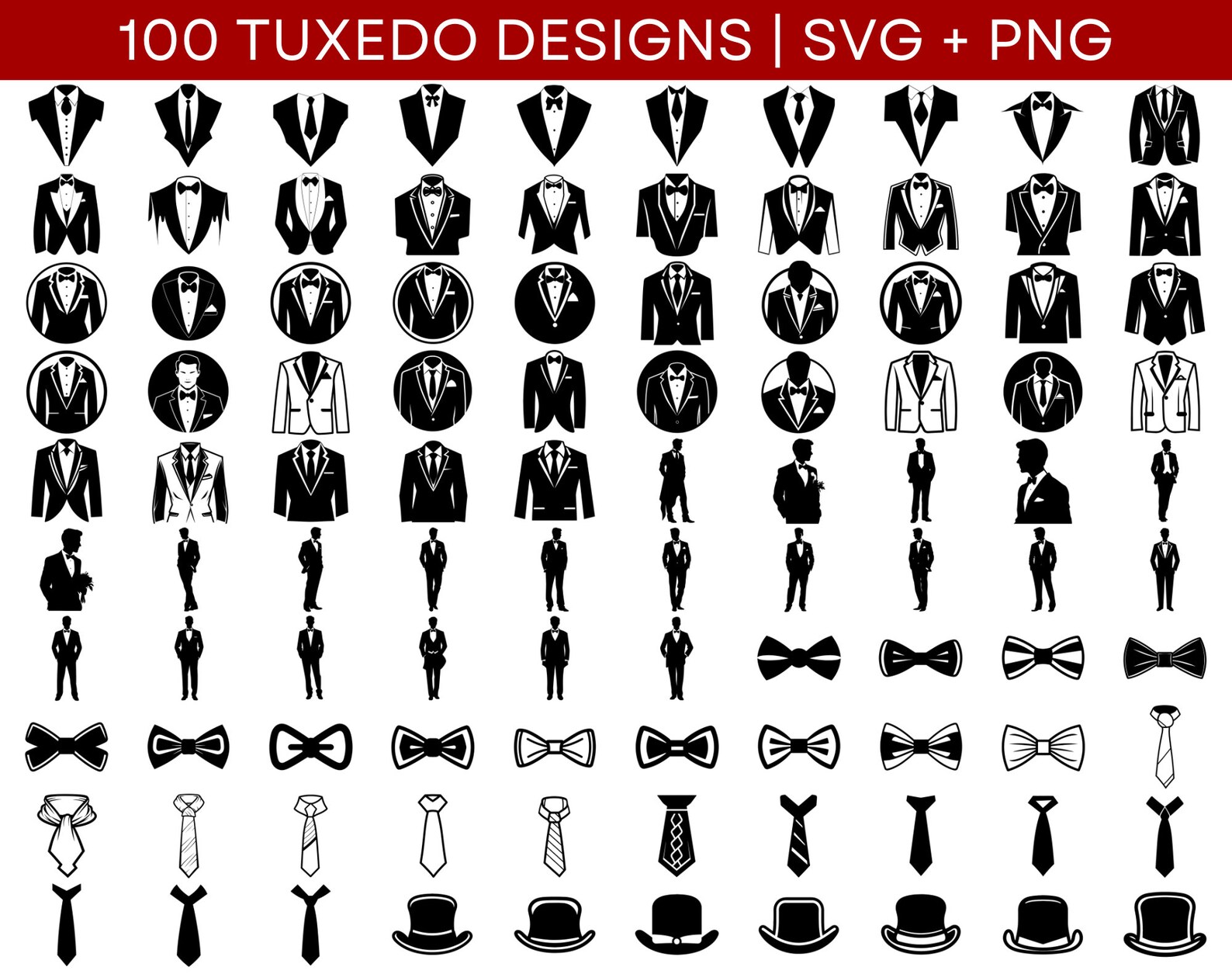 Tuxedo SVG Bundle - Tuxedo PNG Bundle - Tuxedo Clipart - Tuxedo SVG Cut Files for Cricut - Tux ...