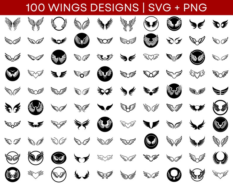 Wings SVG Bundle - Wings PNG Bundle - Wings Clipart - Wings SVG Cut ...