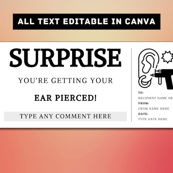 Printable Ear Piercing Voucher - Etsy