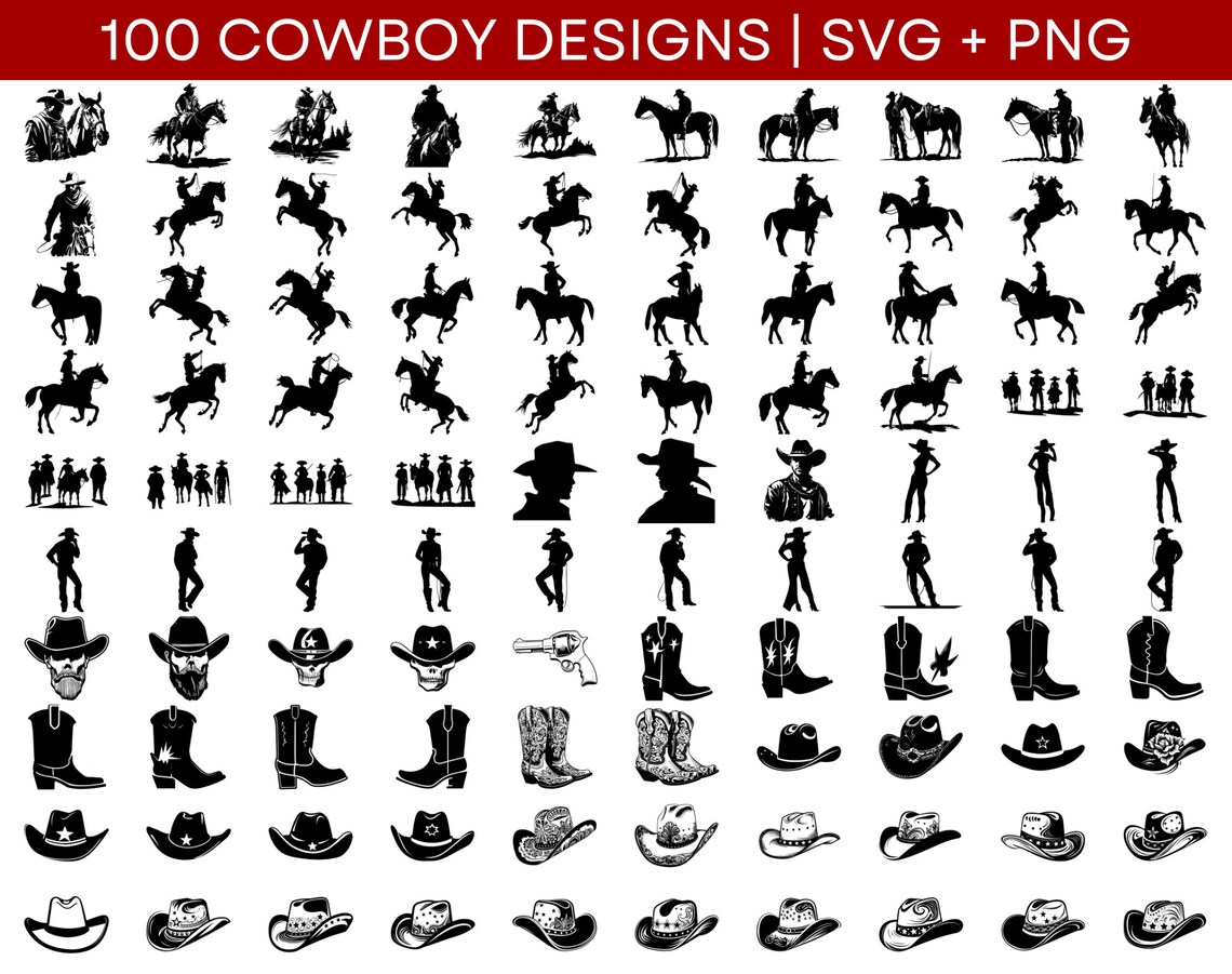 Cowboy SVG Bundle - Cowboy PNG Bundle - Cowboy Clipart - Cowboy SVG Cut ...