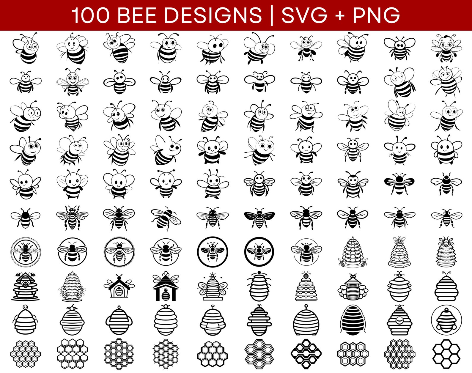 Bee SVG Bundle - Bee PNG Bundle - Bee Clipart - Bee Cut Files for ...