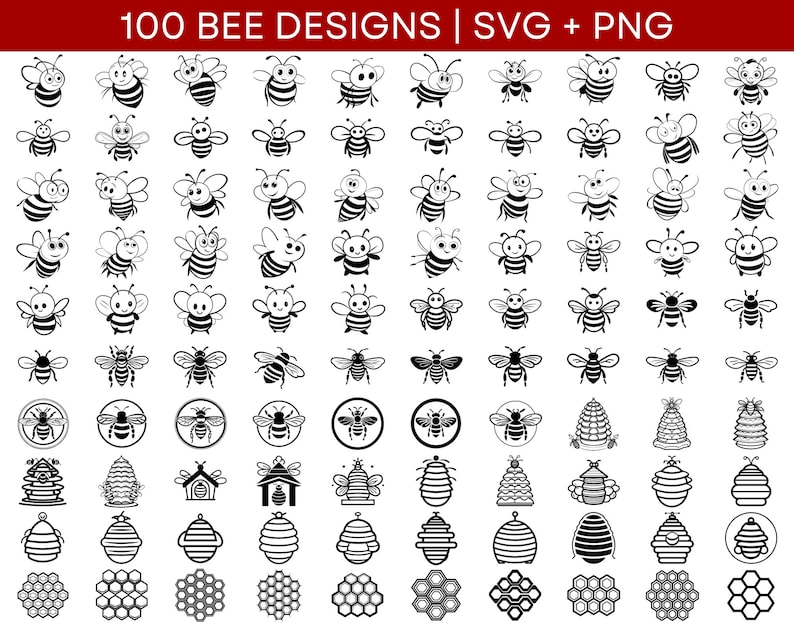 Bee SVG Bundle - Bee PNG Bundle - Bee Clipart - Bee Cut Files for ...