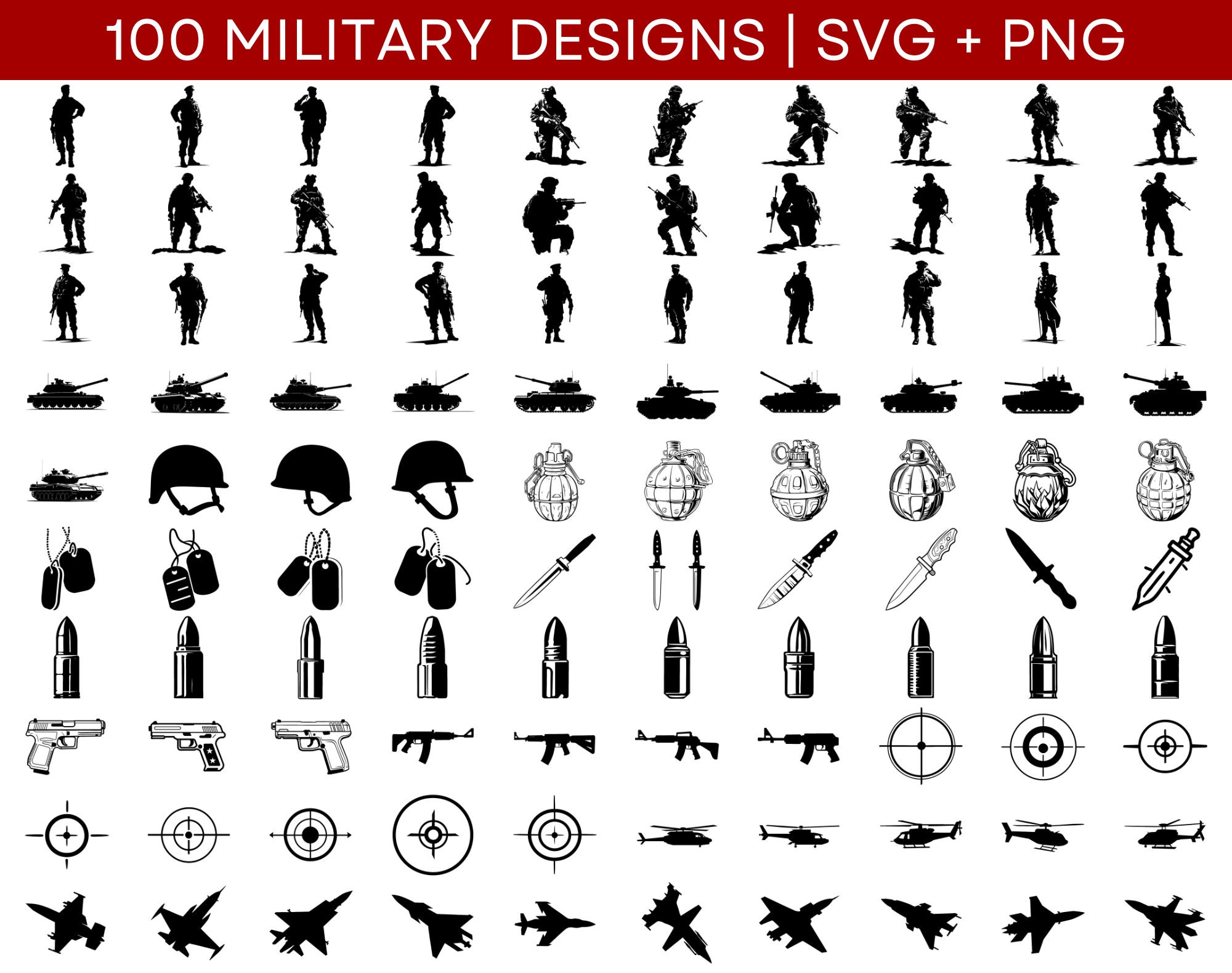 Military SVG Bundle - Military PNG Bundle - Military Clipart - Military ...