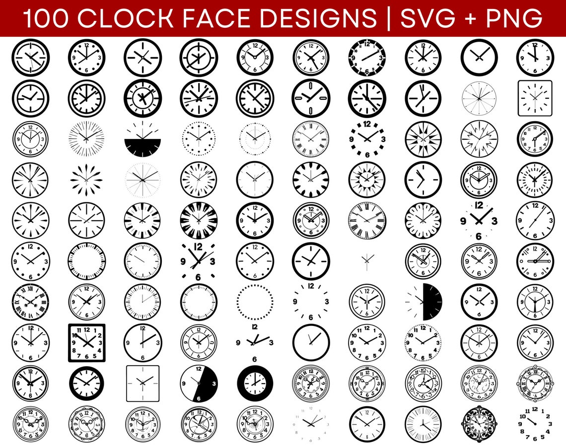 Clock Face SVG Bundle Clock Face PNG Clock Face Clipart Clock Face SVG ...