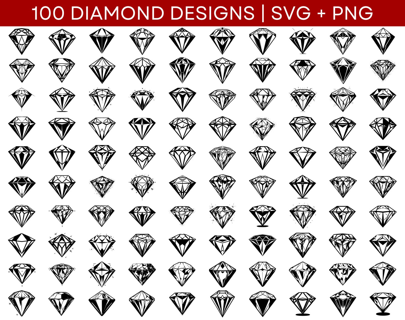 Diamond SVG Bundle - Diamond PNG Bundle - Diamond Clipart - Diamond SVG ...