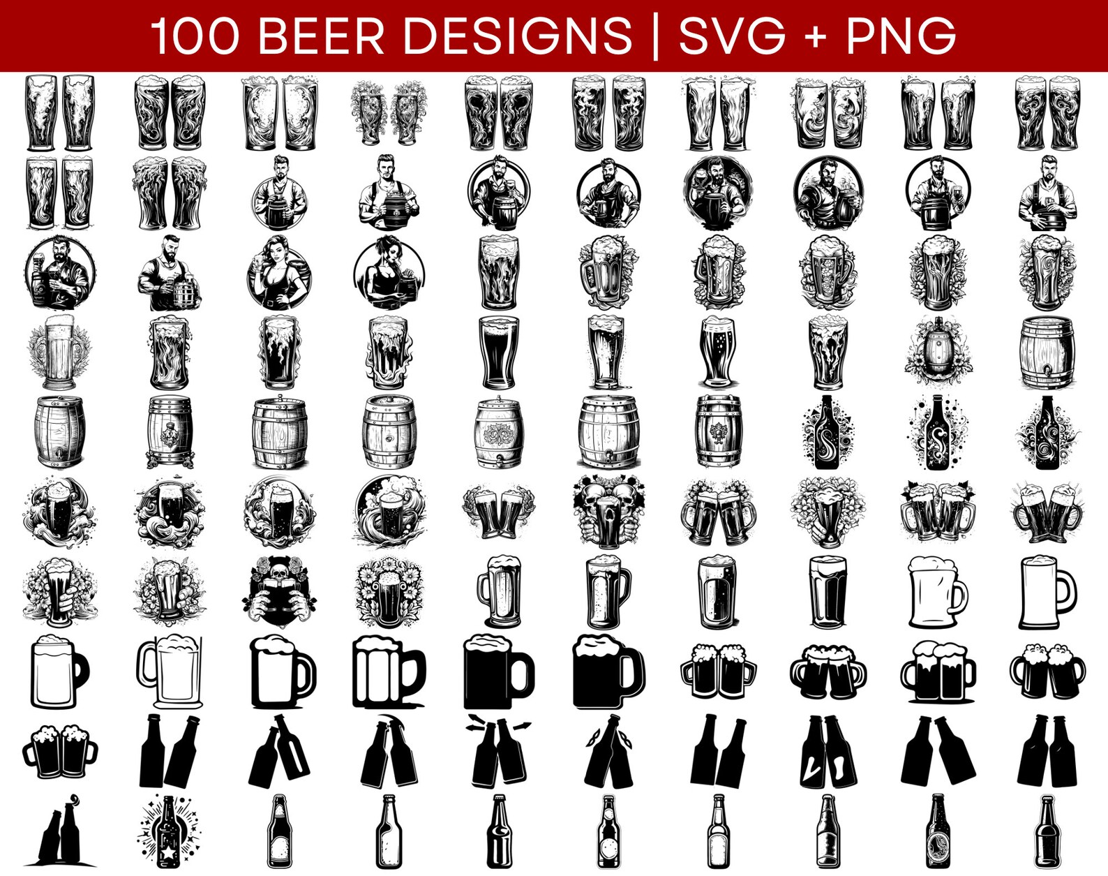 Beer SVG Bundle - Beer PNG Bundle - Beer Clipart - Beer Cut Files for ...